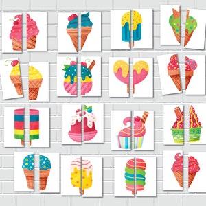 Ice Cream Matching Game, Symmetry Cards, Toddler Matching Activity ...