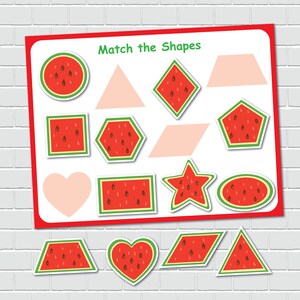 Watermelon Shape Matching Activity, 2D Shapes, Summer Busy Book Page ...