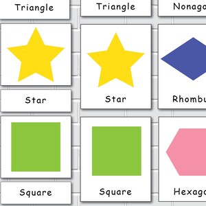 2D Shapes Flashcards, 3 Part Flash Cards, Geometric Shapes, Montessori ...
