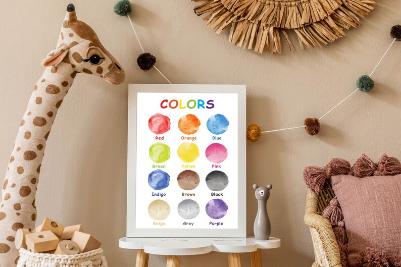 Colors Educational Poster for Kids Montessori Classroom - Etsy