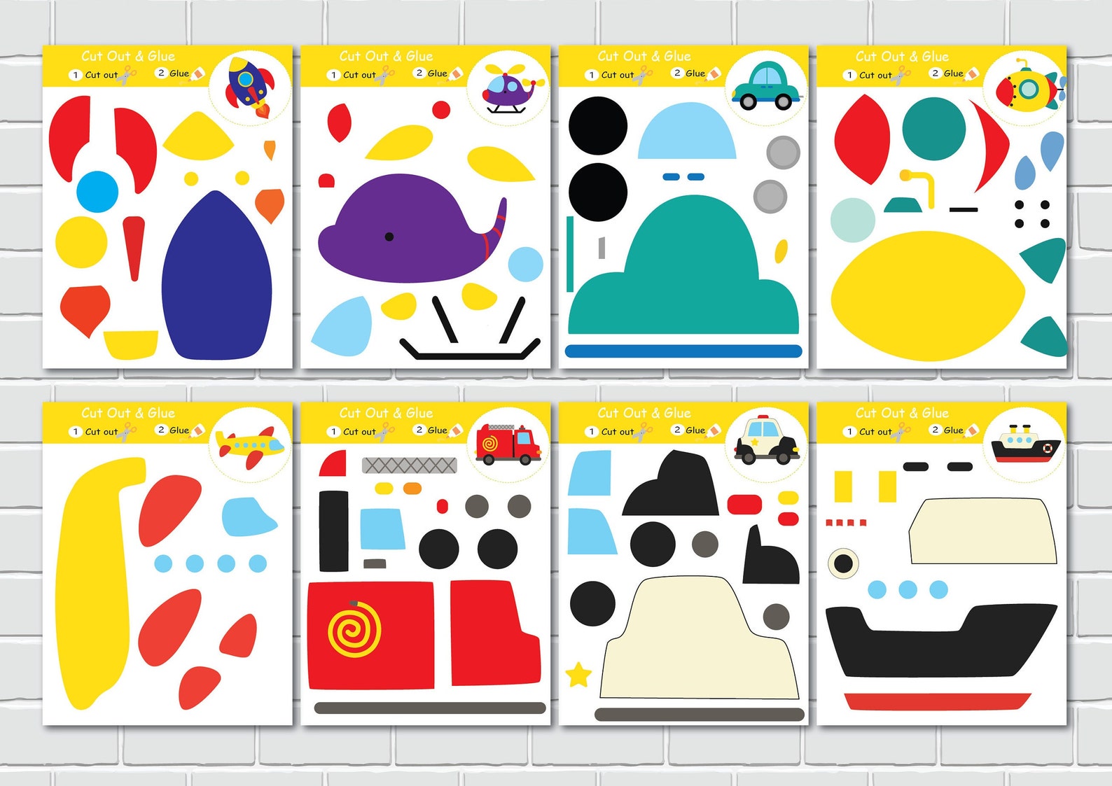 Cut Out and Glue. Transportation Theme Scissors Practice for Kids ...