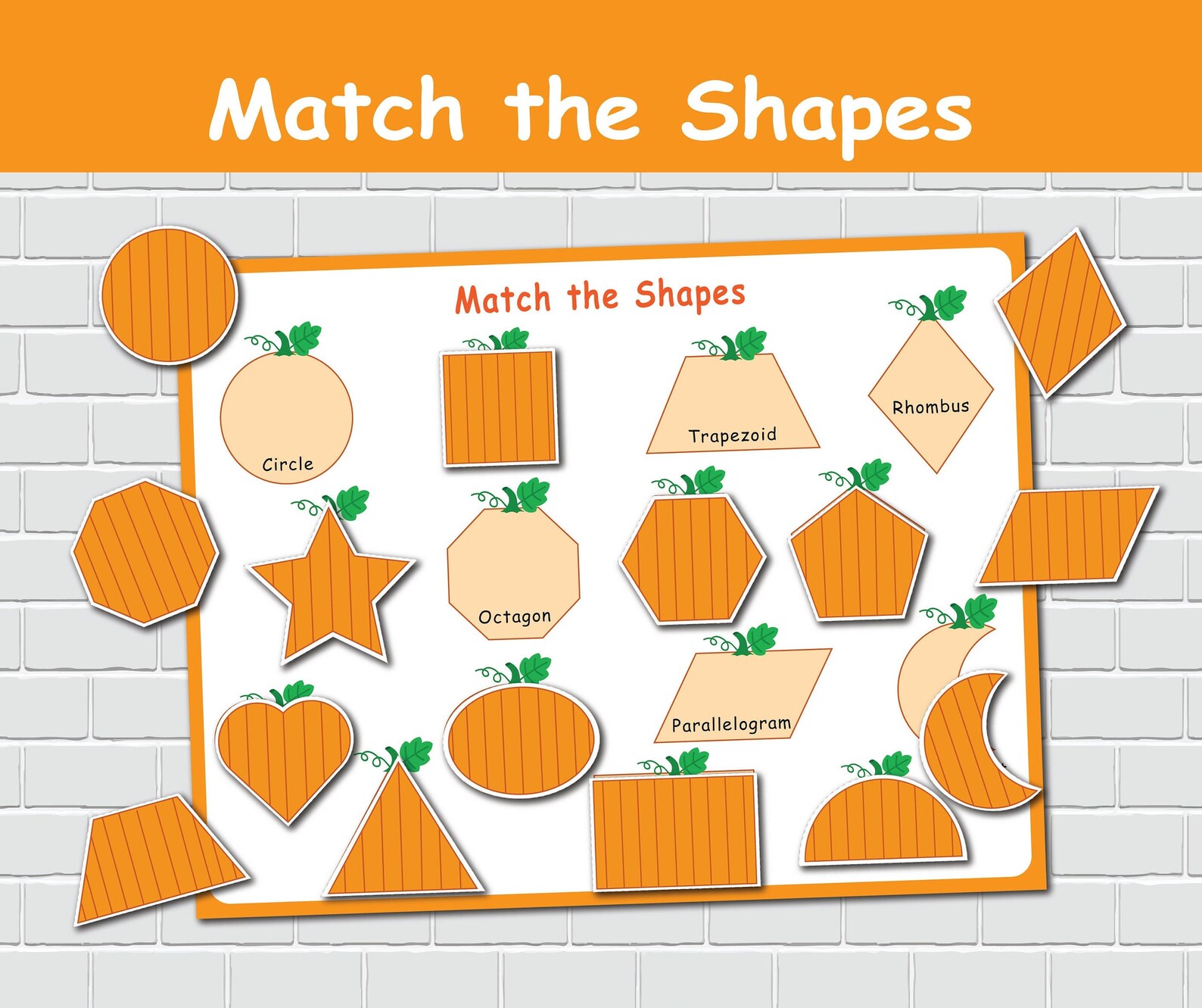 Pumpkin Shapes Matching Activity: Toddler Learning Printable (digital ...