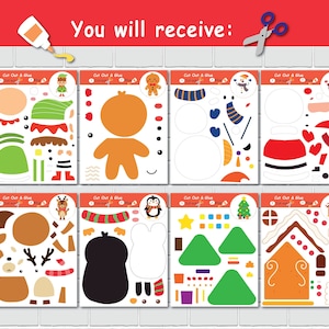 Christmas Cut Out and Glue Activity for Kids. Preschool Cutting ...