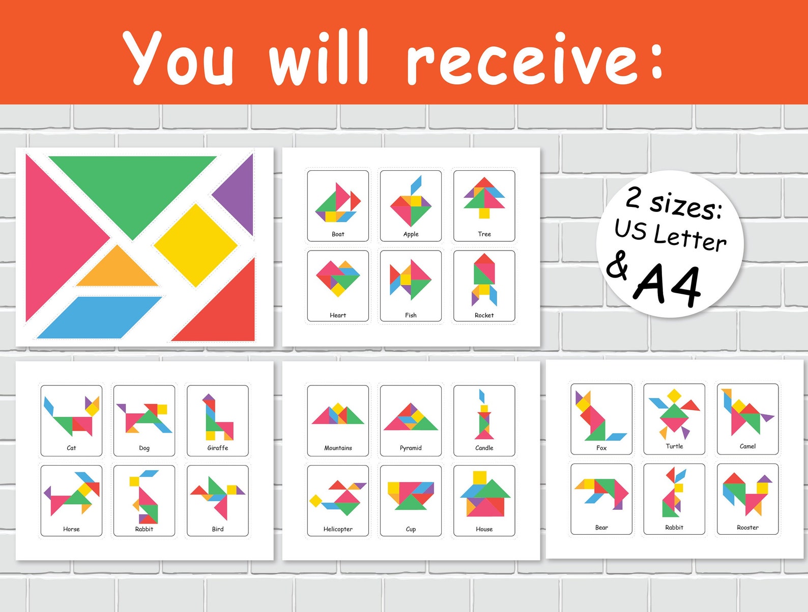 Printable Tangrams Puzzle Activity for Preschool and | Etsy