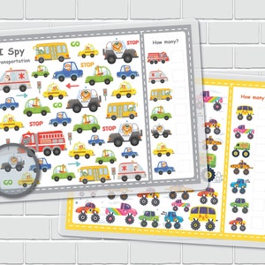 I Spy Activity Transportation Theme, Kids Look and Find Counting Game ...