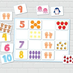 Numbers Matching Activity for Kids, Counting Game, Preschool Math ...