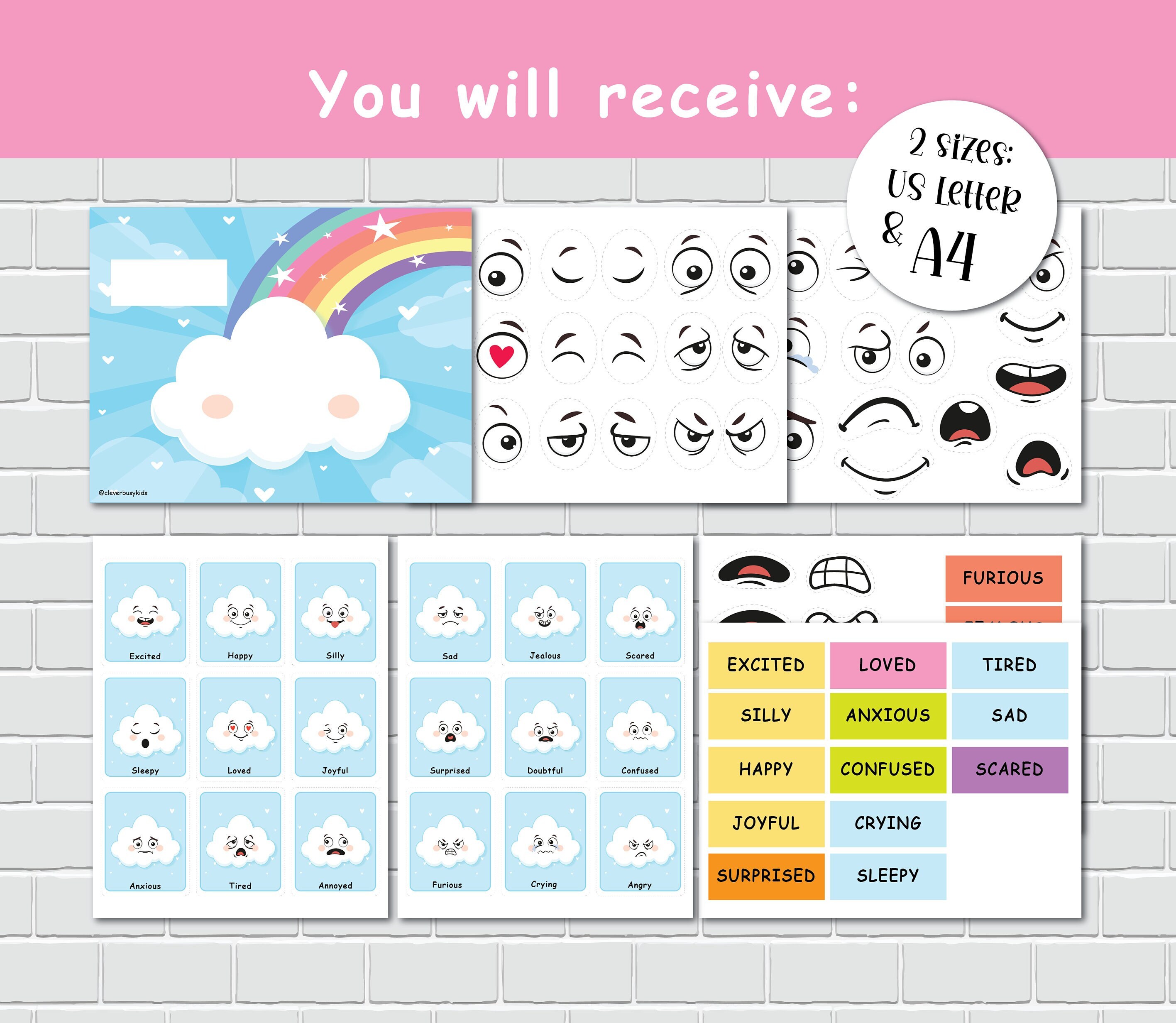 Emotions and Feelings Matching Game, Rainbow Activity for Kids, Autism ...