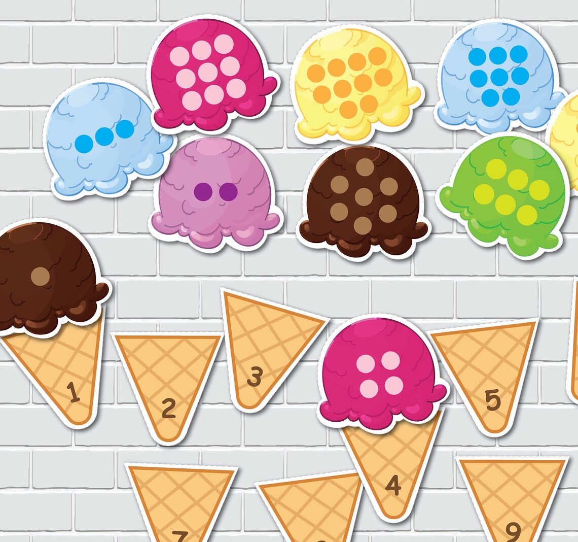Ice Cream Numbers Matching Activity. Toddlers Sort and Match Game. Math ...