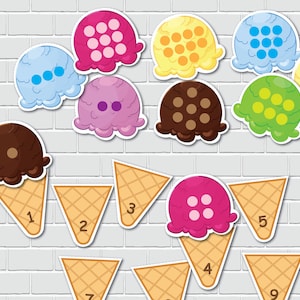 Ice Cream Numbers Matching Activity. Toddlers Sort and Match Game. Math ...