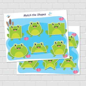 Frog Shape Matching Activity, 2D Shapes, Spring Busy Book Page, File ...