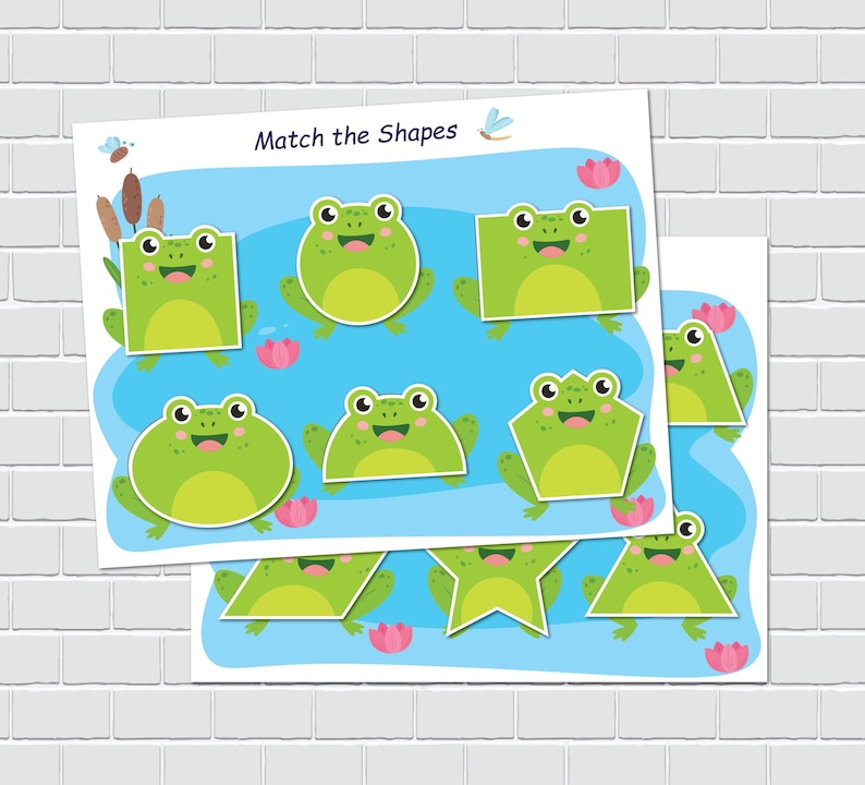 Frog Shape Matching Activity, 2D Shapes, Spring Learning Binder ...