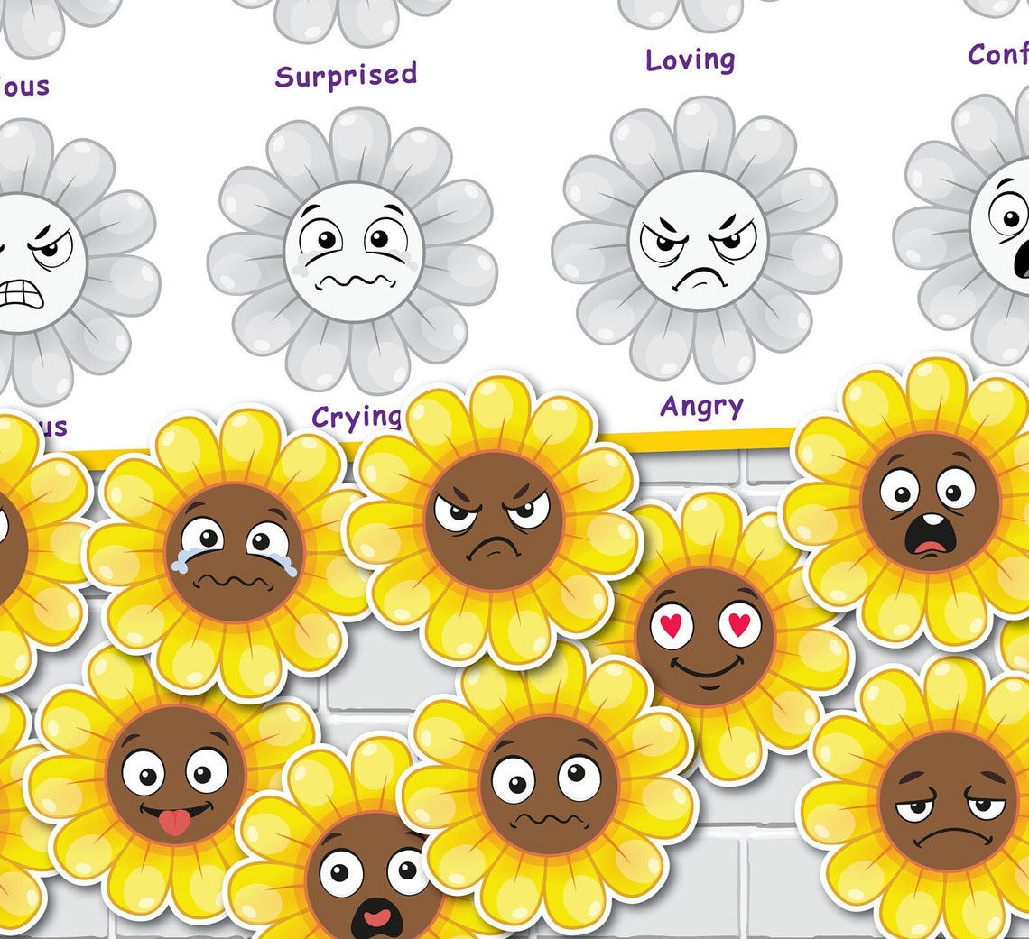 Sunflower Emotions Matching Activity for Kids, Toddler Feelings ...