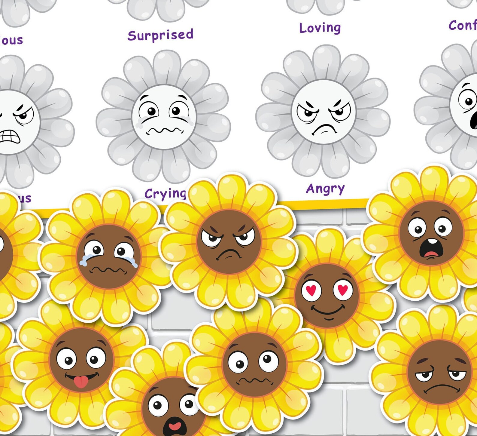 Sunflower Emotions Matching Activity for Kids, Toddler Feelings ...