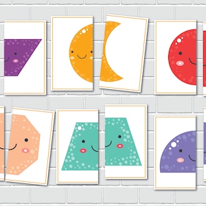 2D Shapes Symmetry Cards, Geometric Shapes Matching Game, Toddler ...