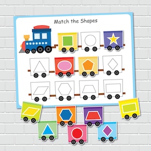Train Shape Matching Activity, 2D Shapes, Shapes Busy Book Page, File ...