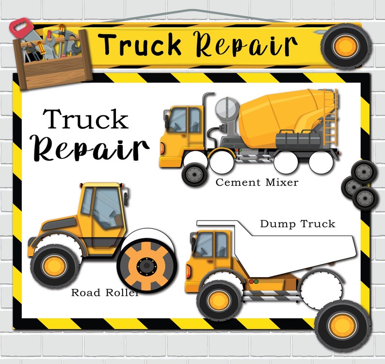 Trucks Printable Activity. Construction Vehicles for Toddlers | Etsy