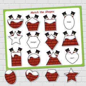Christmas Shapes Matching Game: Preschool Learning Activity (digital ...