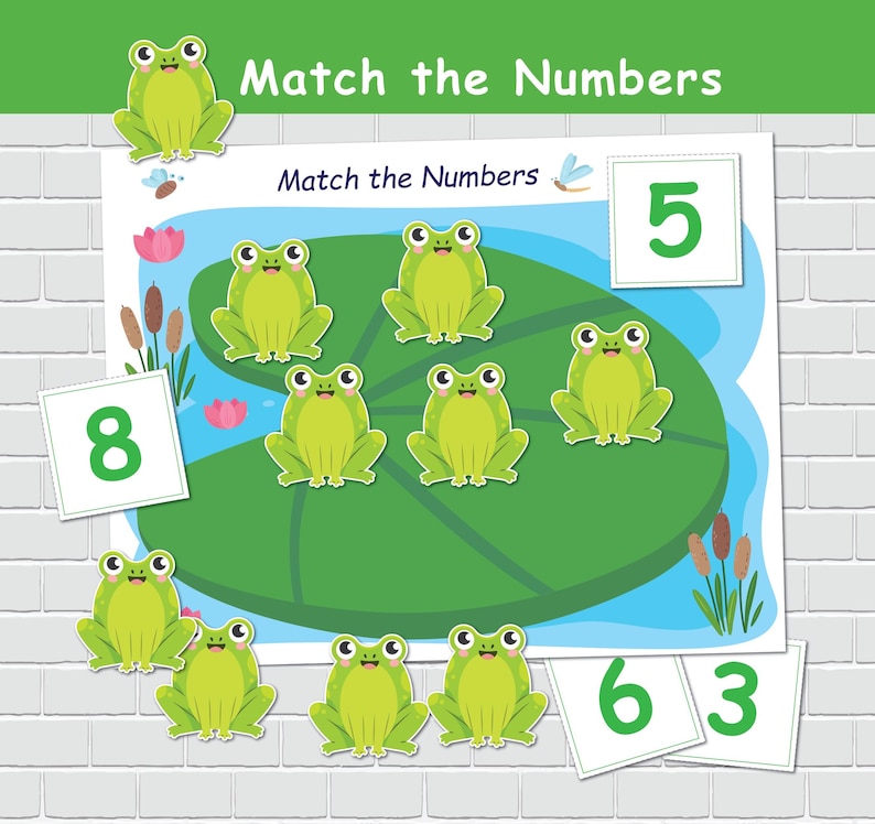 Frog Counting Activity, Spring Busy Book, Matching Numbers, Pre-k ...