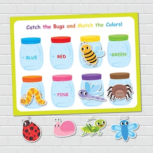 Bugs in a Jar Color Matching Activity for Kids, Toddler Color ...