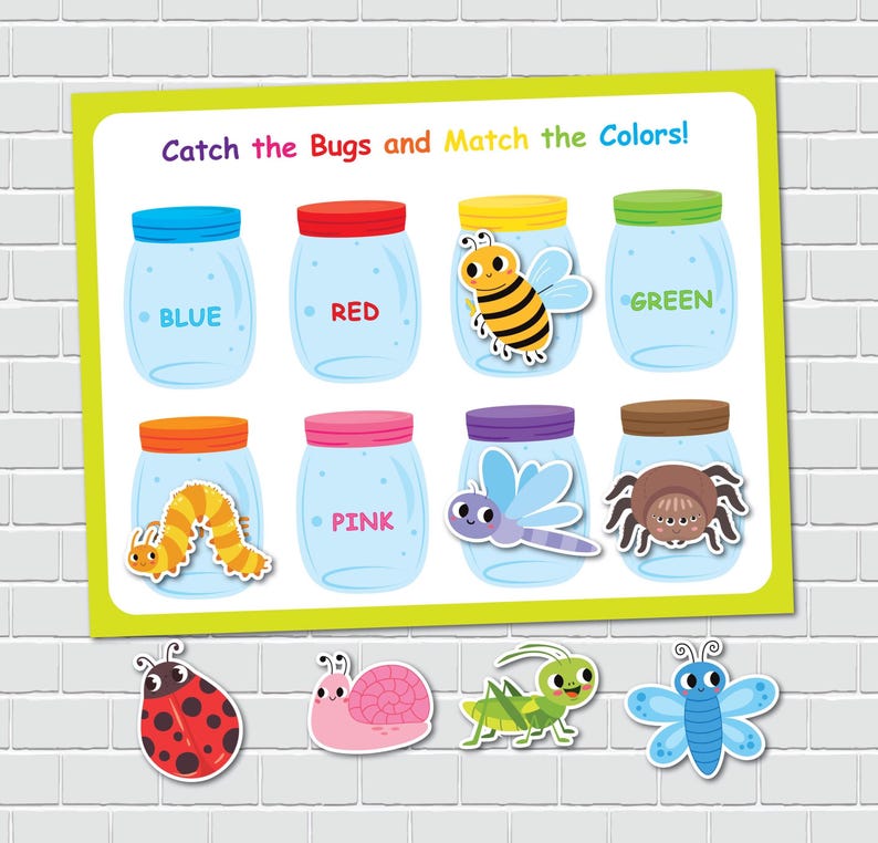 Bugs in a Jar Color Matching Activity, Color Sorting Printable (digital ...