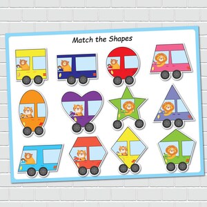 Cars Shape Matching Activity, 2D Shapes, Shapes Busy Book Page, File ...