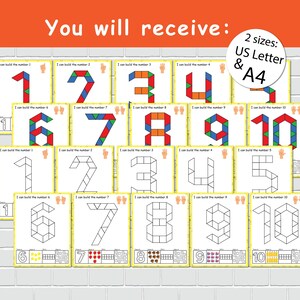 Numbers Pattern Blocks Activity, STEM Challenge Cards for Preschool and ...