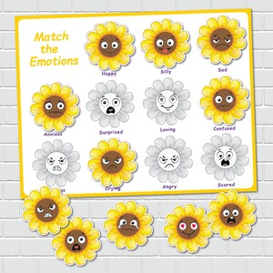 Sunflower Emotions Matching Activity for Kids, Toddler Feelings ...