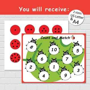 Ladybug Matching Activities, Preschool Math, Toddler Busy Book ...