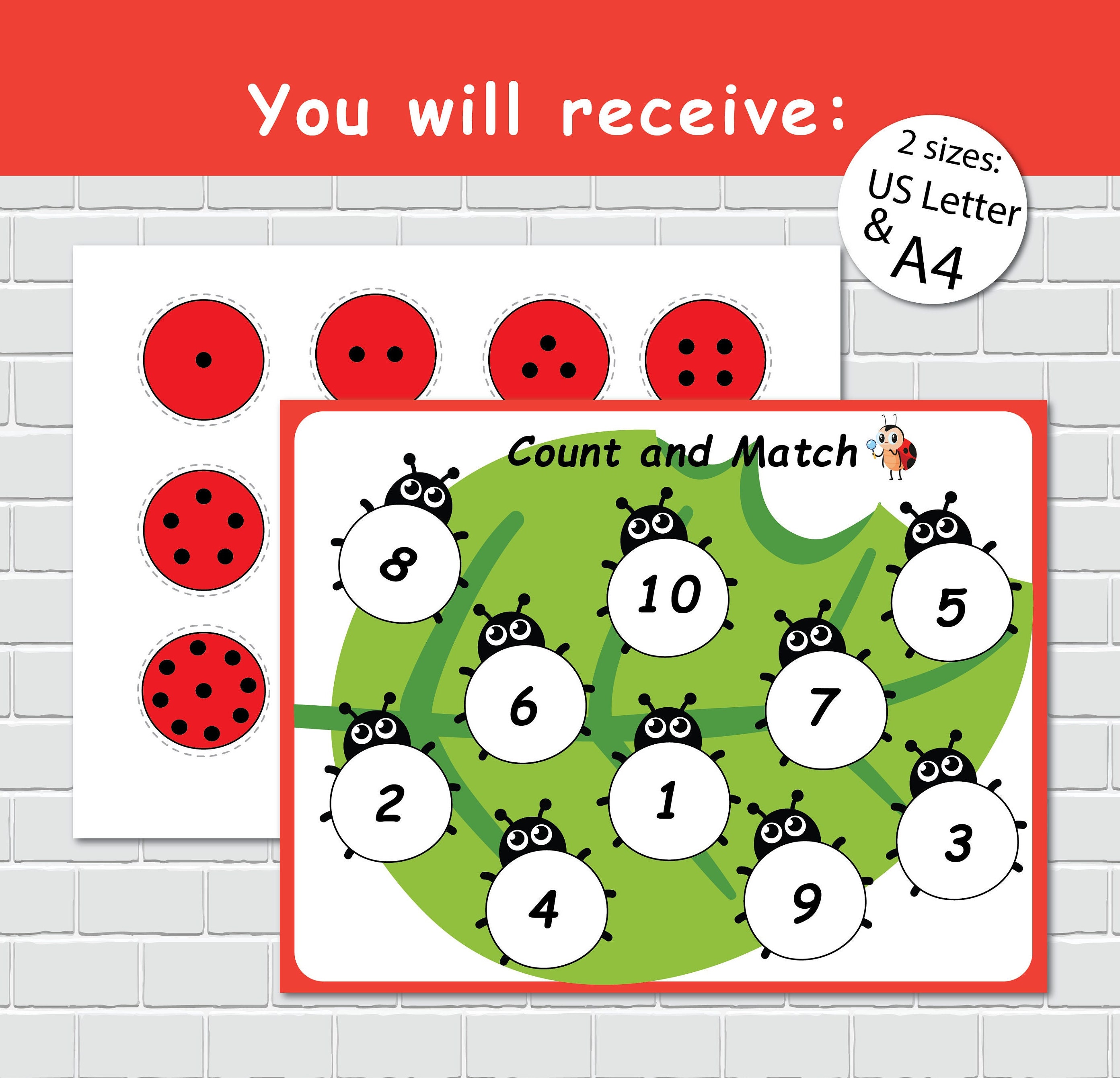 Ladybug Matching Activities, Preschool Math, Toddler Busy Book ...