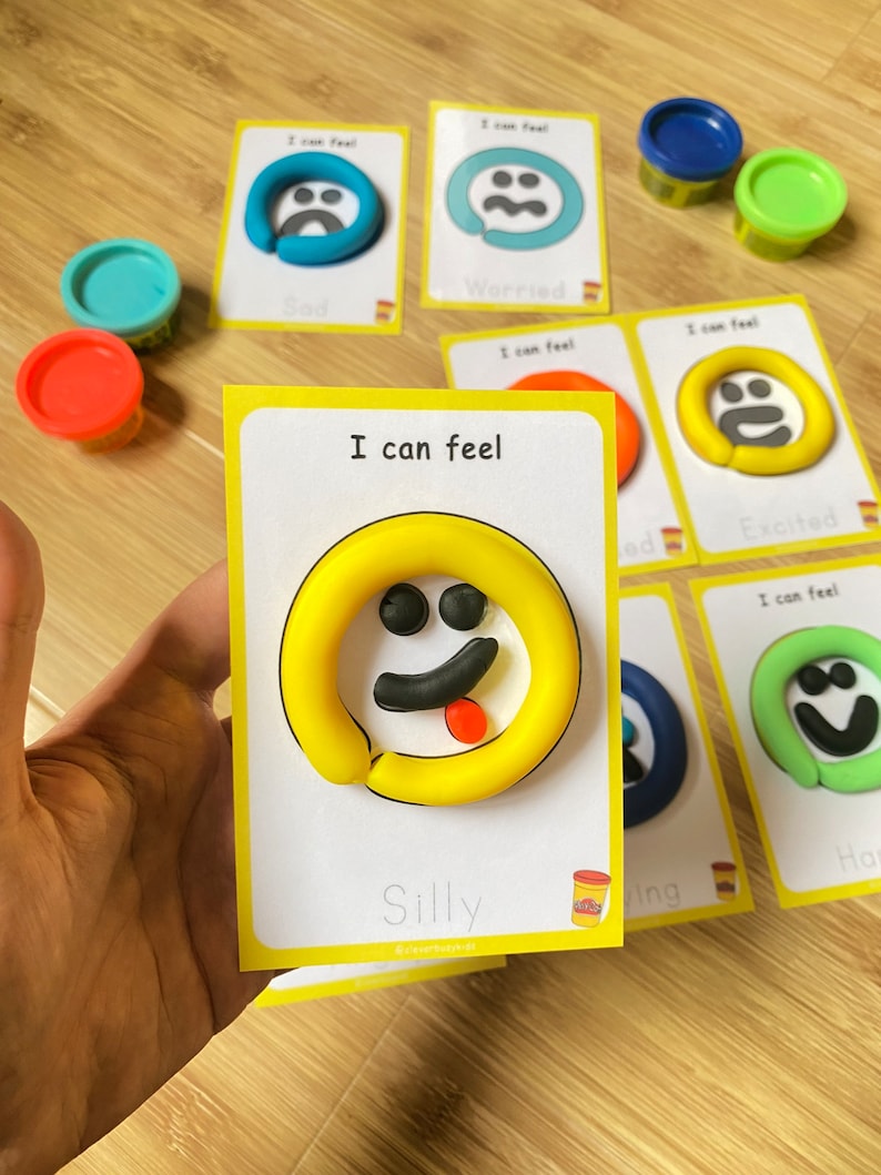 Emotions Play Doh Mats Activity, Printable Play Dough, Montessori Play ...