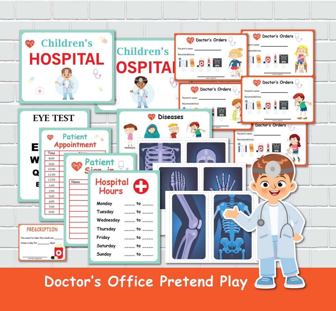 Doctor Pretend Play, Printable Hospital Dramatic Play, Preschool ...