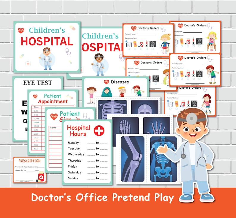 Doctor Pretend Play, Printable Hospital Dramatic Play, Preschool ...