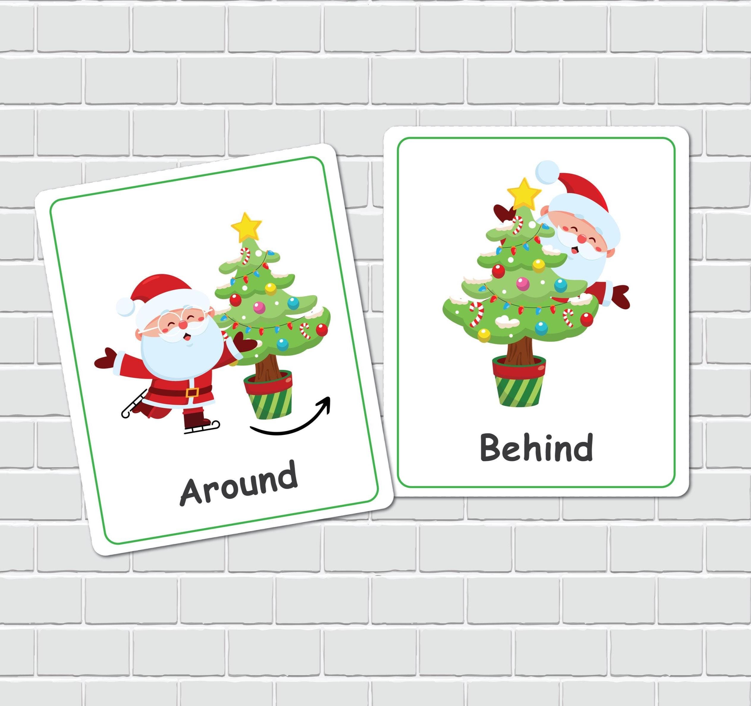 Santa Prepositions Activity: English Learning Poster & Flashcards ...