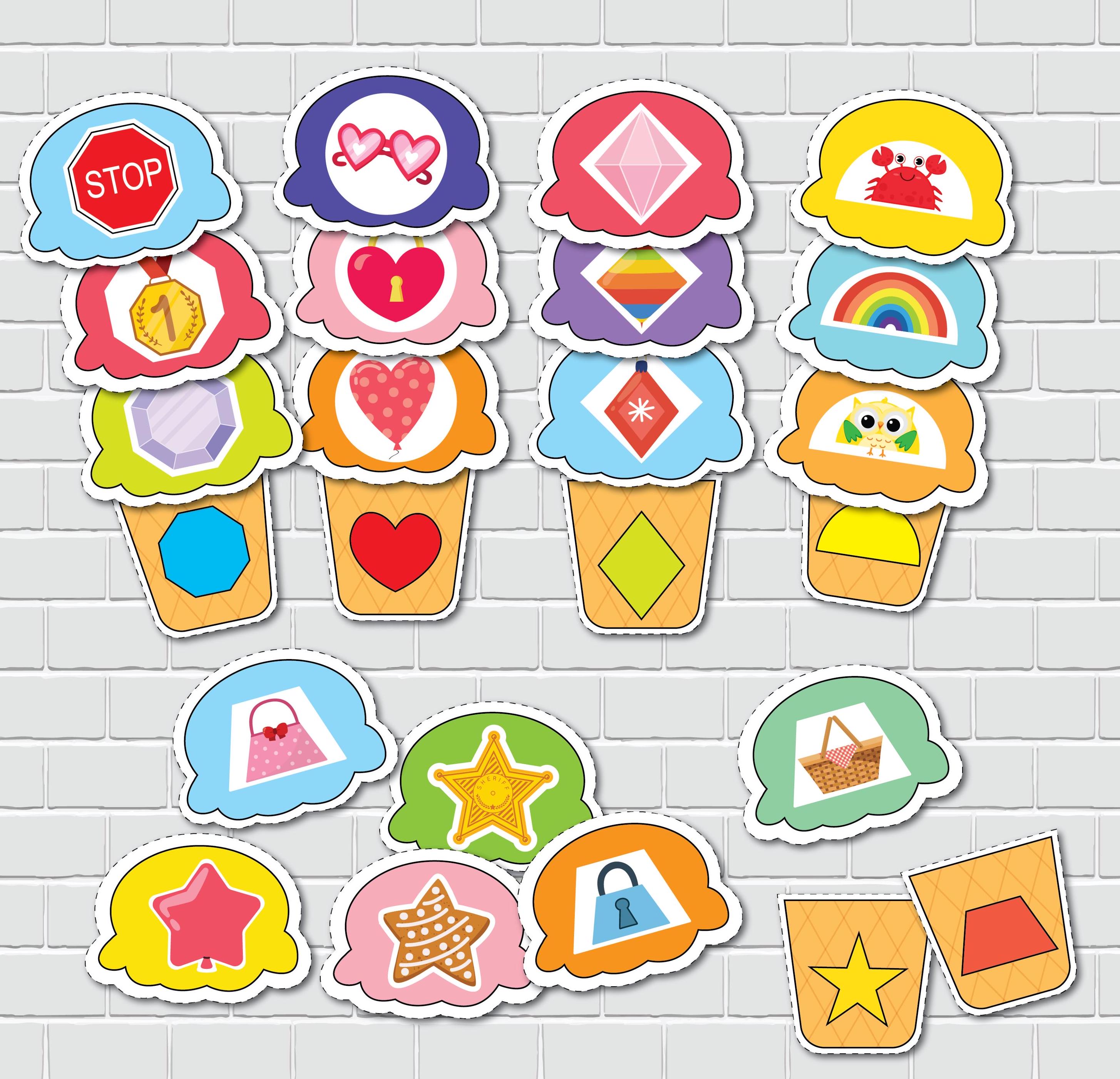 Ice Cream Shapes Matching Activity, Toddler Busy Book (digital Download ...