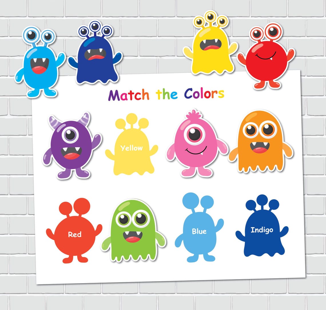 Monsters Color Matching Activity for Kids, Toddler Color Printables - Etsy