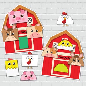 Farm Shapes Matching Activity, 2D Shapes, Toddler Busy Book, File ...