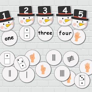 Snowman Number Matching Game, Winter Busy Book, Toddler Activity ...