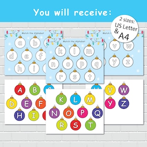 Christmas Theme Alphabet Matching Game for Kids, Printable ABC ...