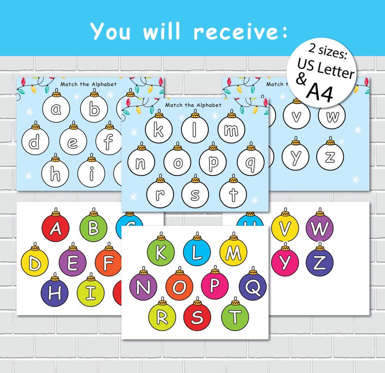 Christmas Alphabet Matching Game, Winter ABC Activity (digital Download ...