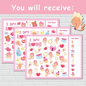 I Spy Valentine's Day, Look and Find Counting Game, Toddler Printables ...
