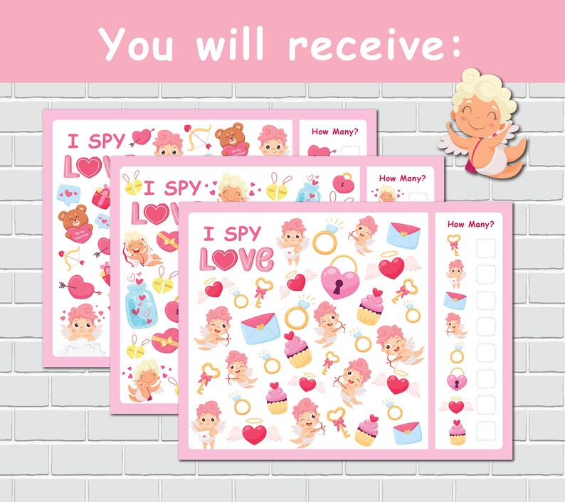 I Spy Valentine's Day, Look and Find Counting Game, Toddler Printables ...