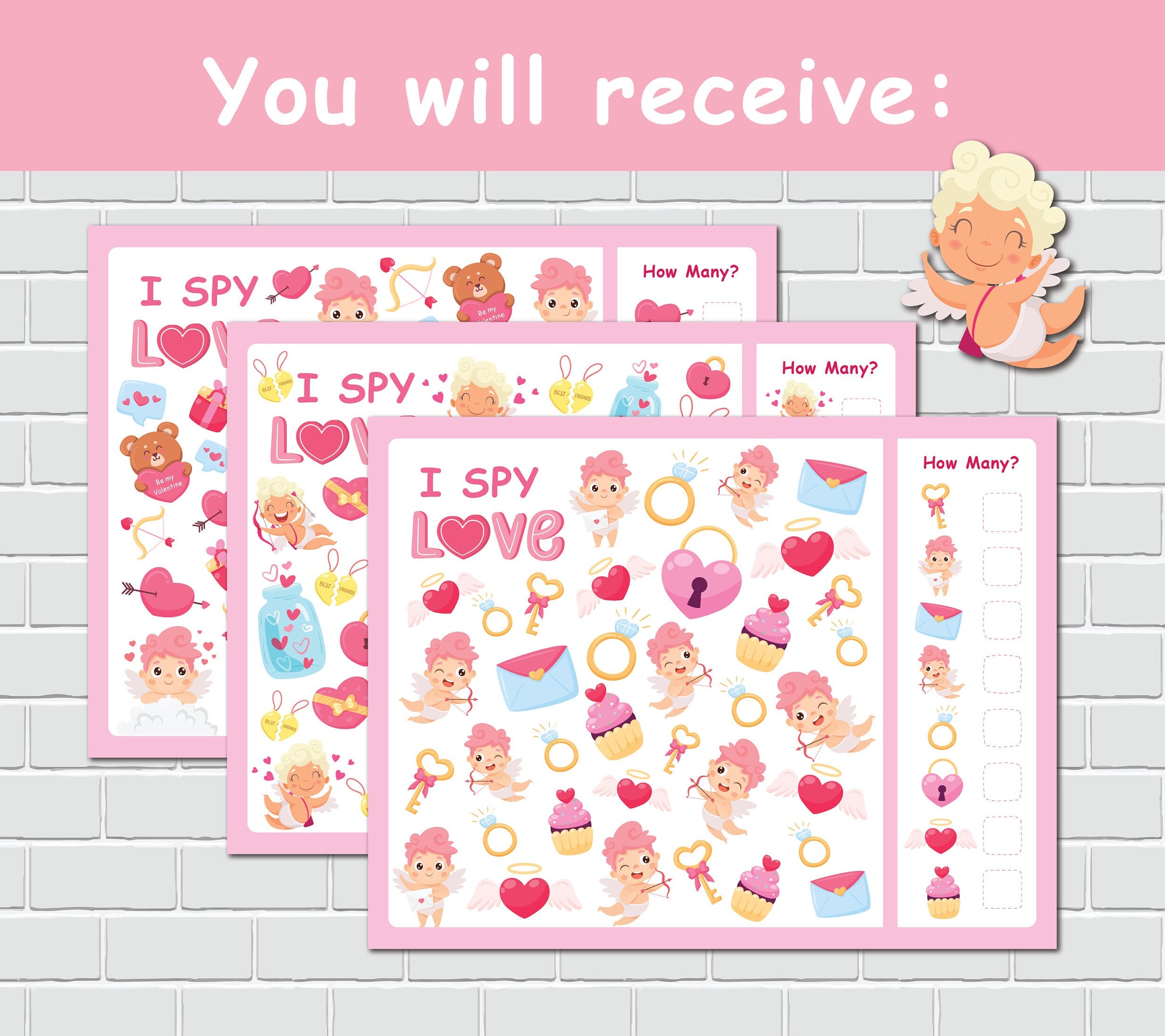 I Spy Valentine's Day, Look and Find Counting Game, Toddler Printables ...