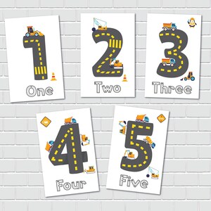 Construction Numbers Flashcards, Preschool Counting Flash Cards ...