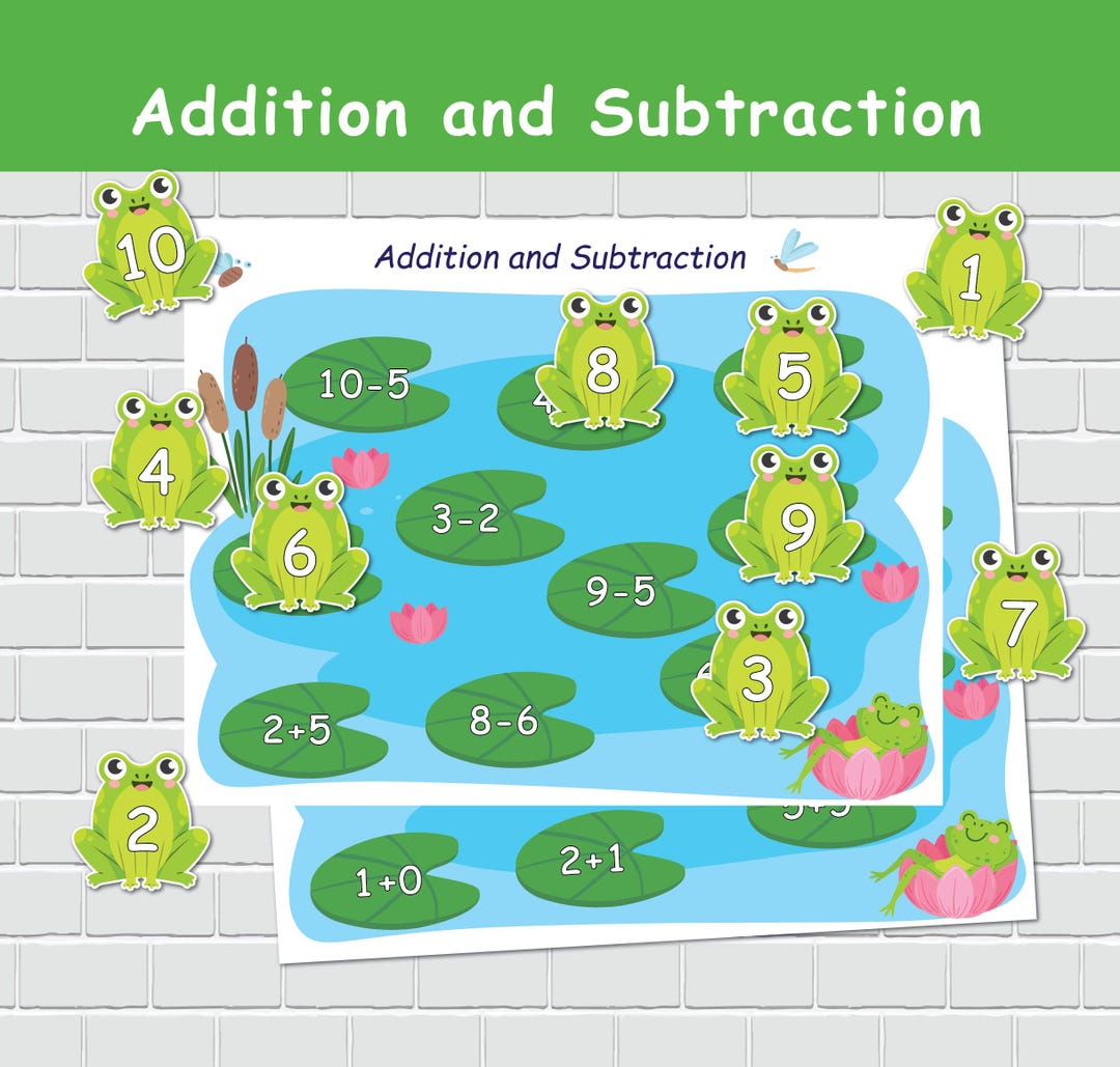 Frog Pond Addition and Subtraction Practice, Spring Printables ...