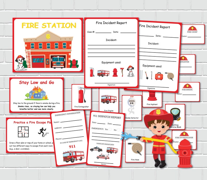 Fire Station Pretend Play, Printable Firefighter Dramatic Play ...