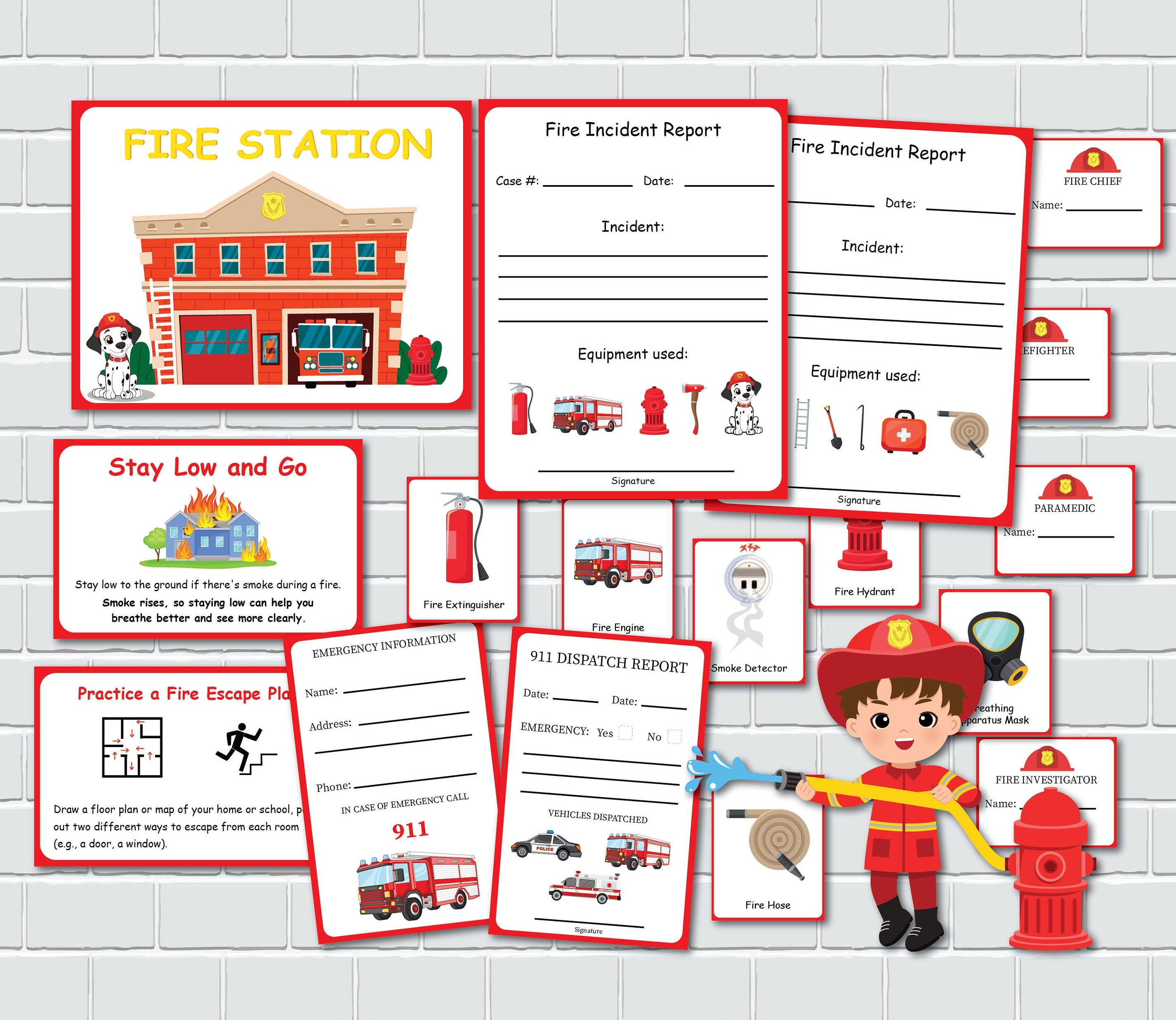 Fire Station Pretend Play, Printable Firefighter Dramatic Play ...