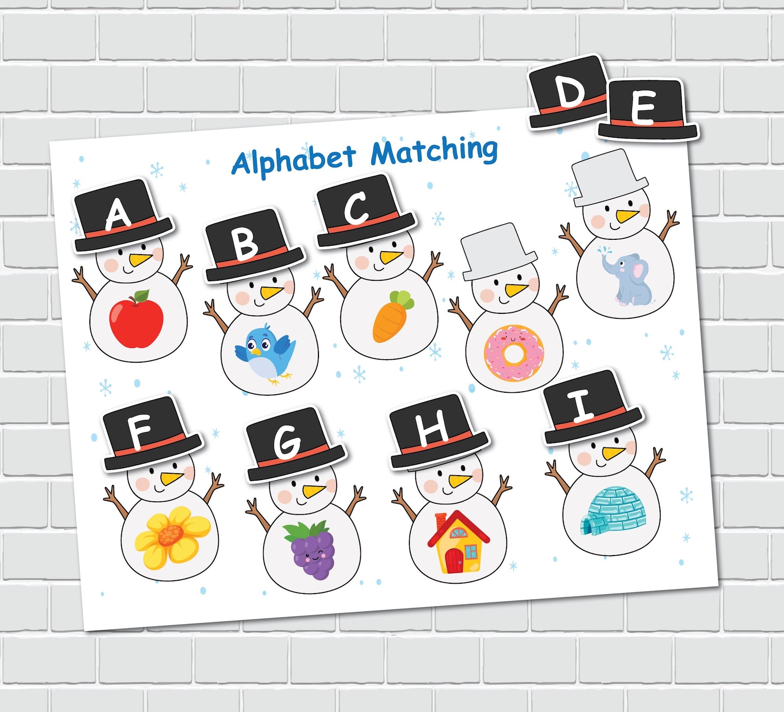 Snowman Alphabet Matching Game, Winter Activity (digital Download) - Etsy
