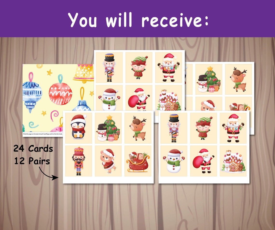 Christmas Memory Game Printable Memory Cards Toddler Quiet - Etsy