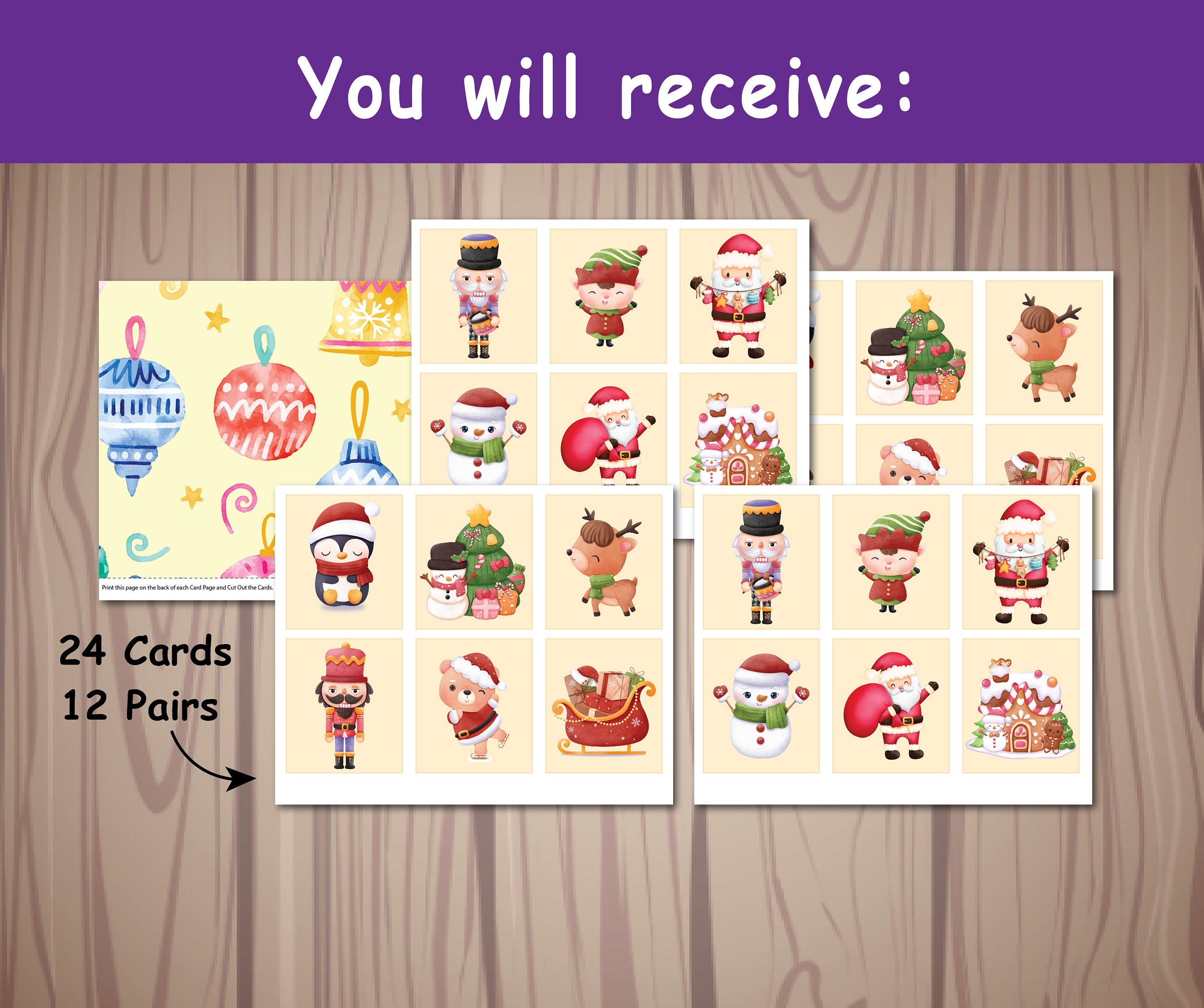 Christmas Memory Game Printable Memory Cards Toddler Quiet - Etsy