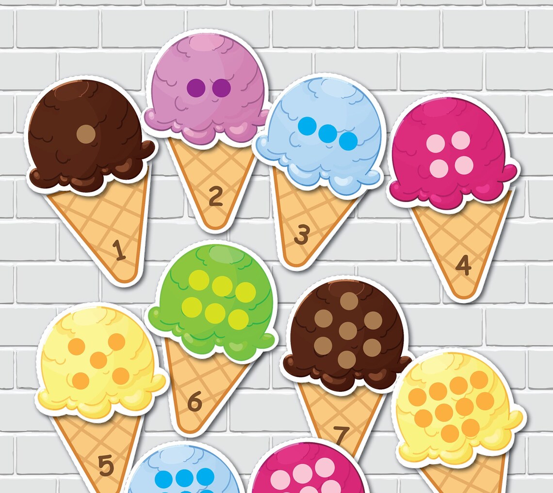 Ice Cream Numbers Matching Activity. Toddlers Sort and Match Game. Math ...